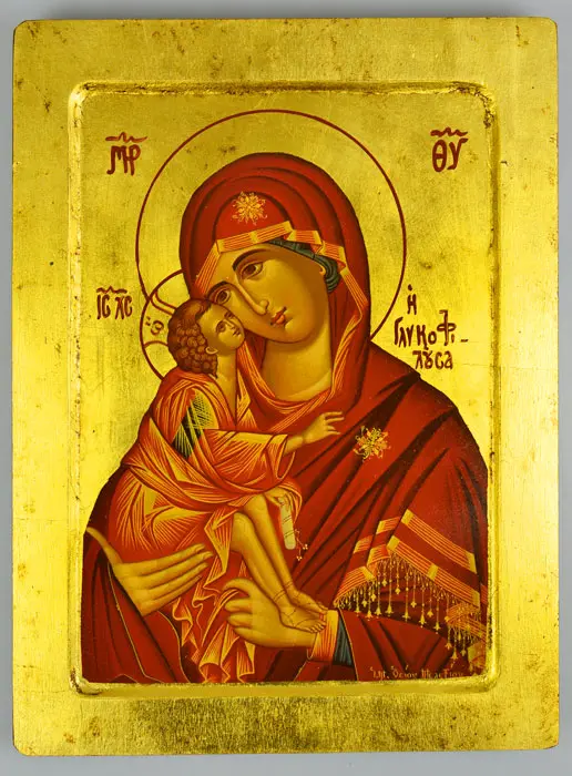 Byzantijnse Icoon - Moeder Gods van de Tederheid, Eleousa - 30 cm. | De ...