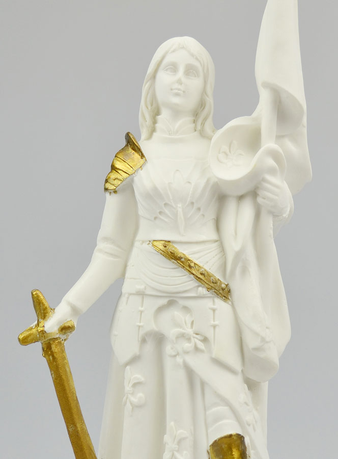Albast Beeld Jeanne d'Arc met Gouden Randen - 22cm | De Winkel van Lourdes